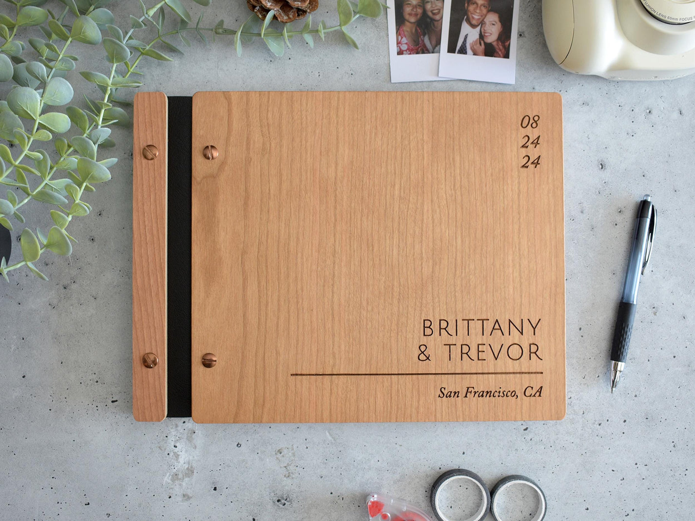 Wooden Wedding Guest Book - Personalized Laser Engraved Wedding Book ...