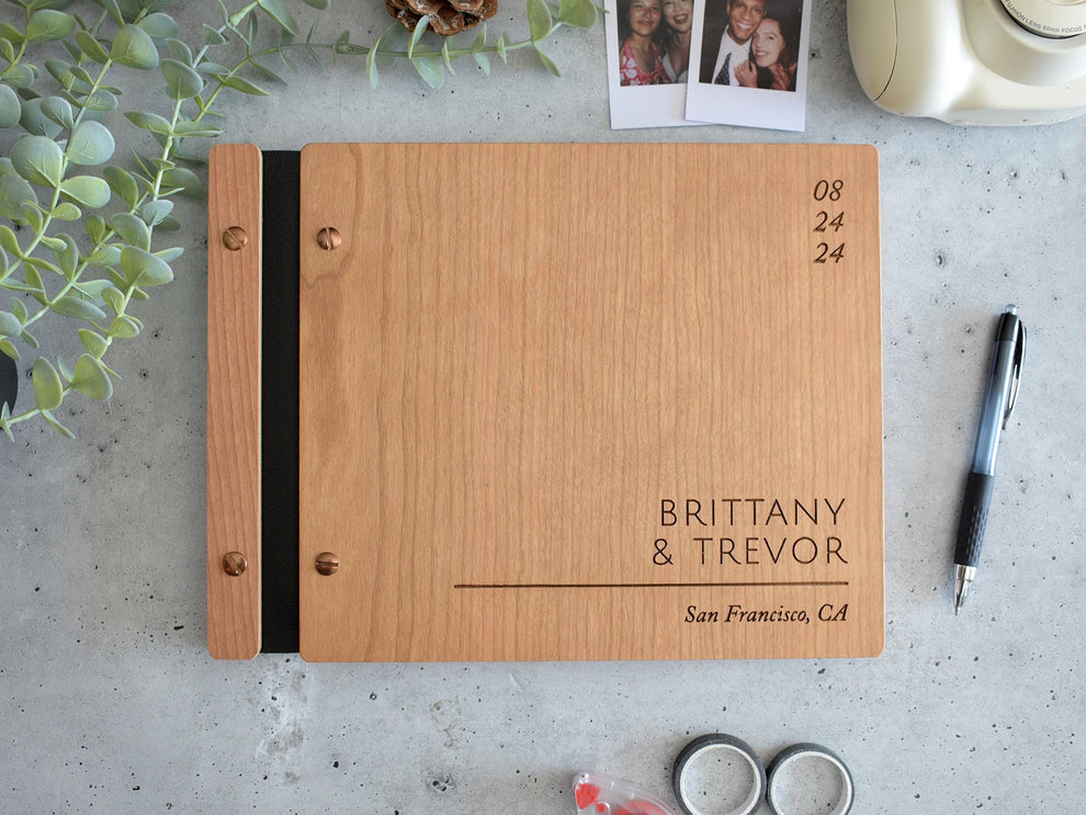 Wooden Wedding Guest Book - Personalized Laser Engraved Wedding Book ...