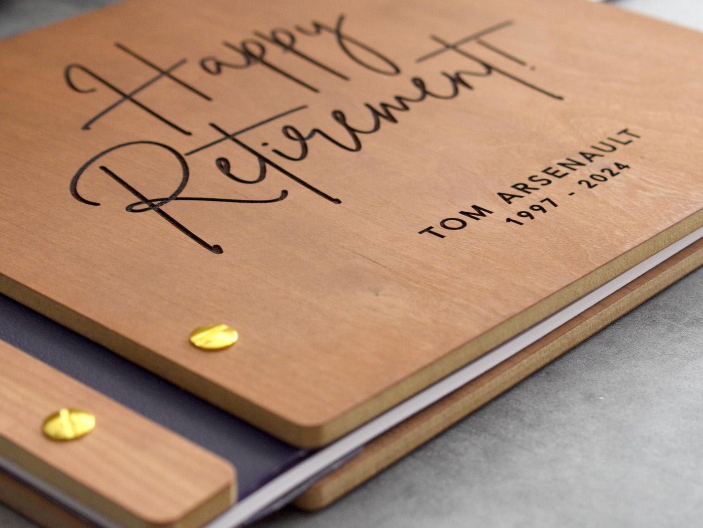 Retirement Book Gift for Him or Her, Wooden Album, Retirement Gift for ...