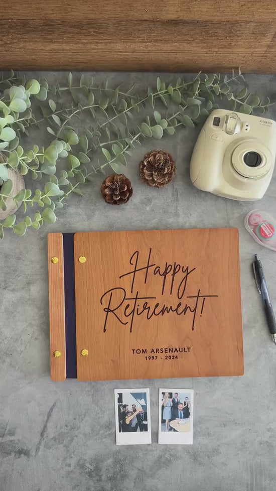 Retirement Book Gift for Him or Her, Wooden Album, Retirement Gift for ...